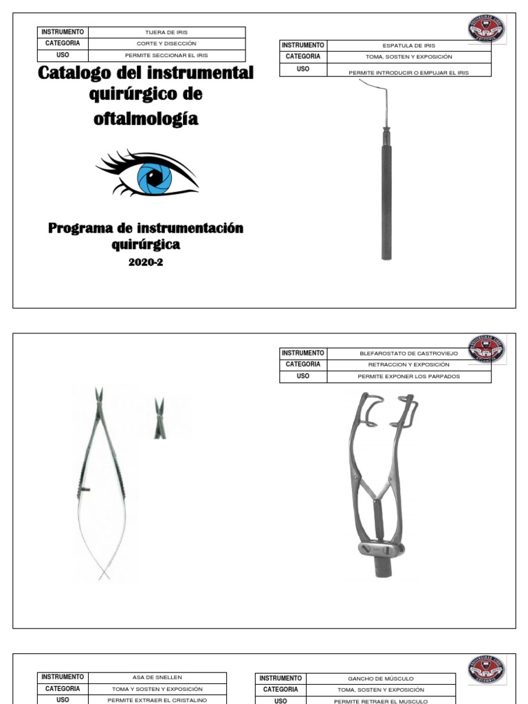 Catalogo Del Instrumental Quirúrgico de Oftalmología | PDF | Ojo ...