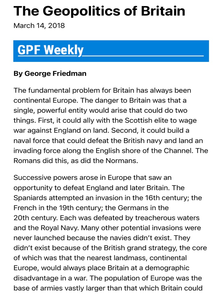 The Geopolitics of Britain - Geopolitical Futures | PDF | British ...