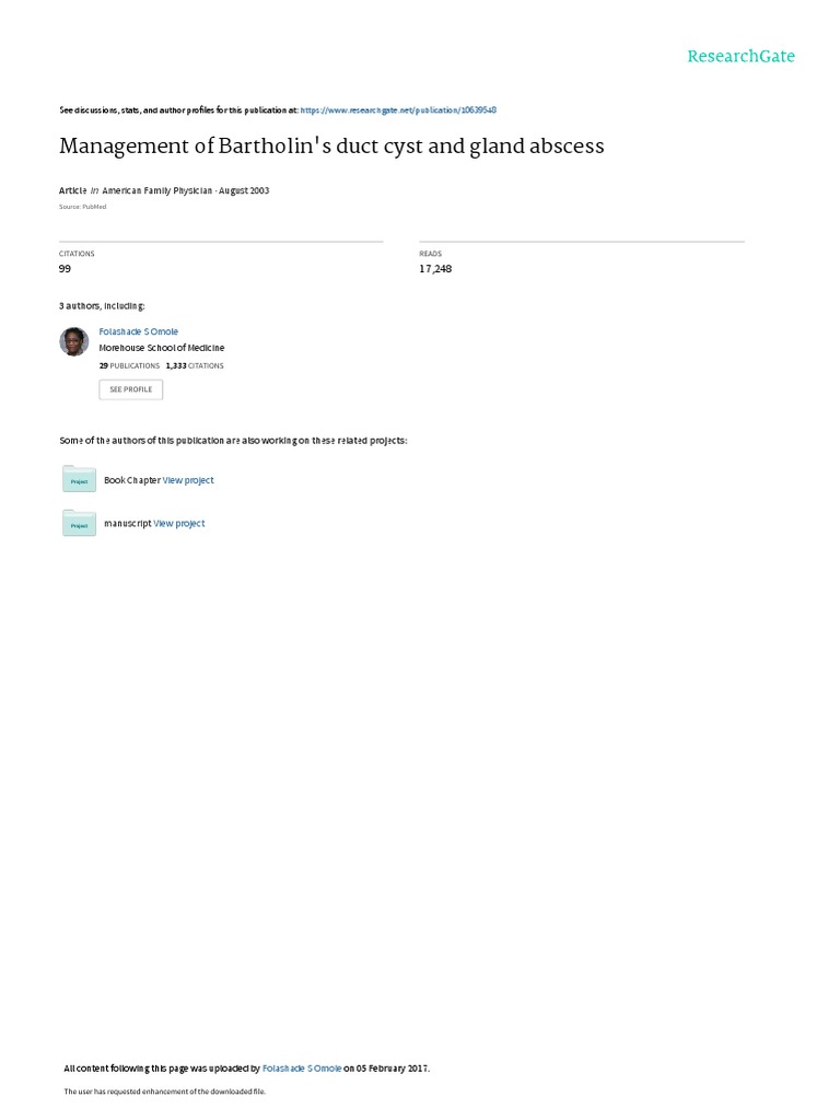 Management of Bartholins Duct Cyst and Gland Absc | PDF | Labia ...