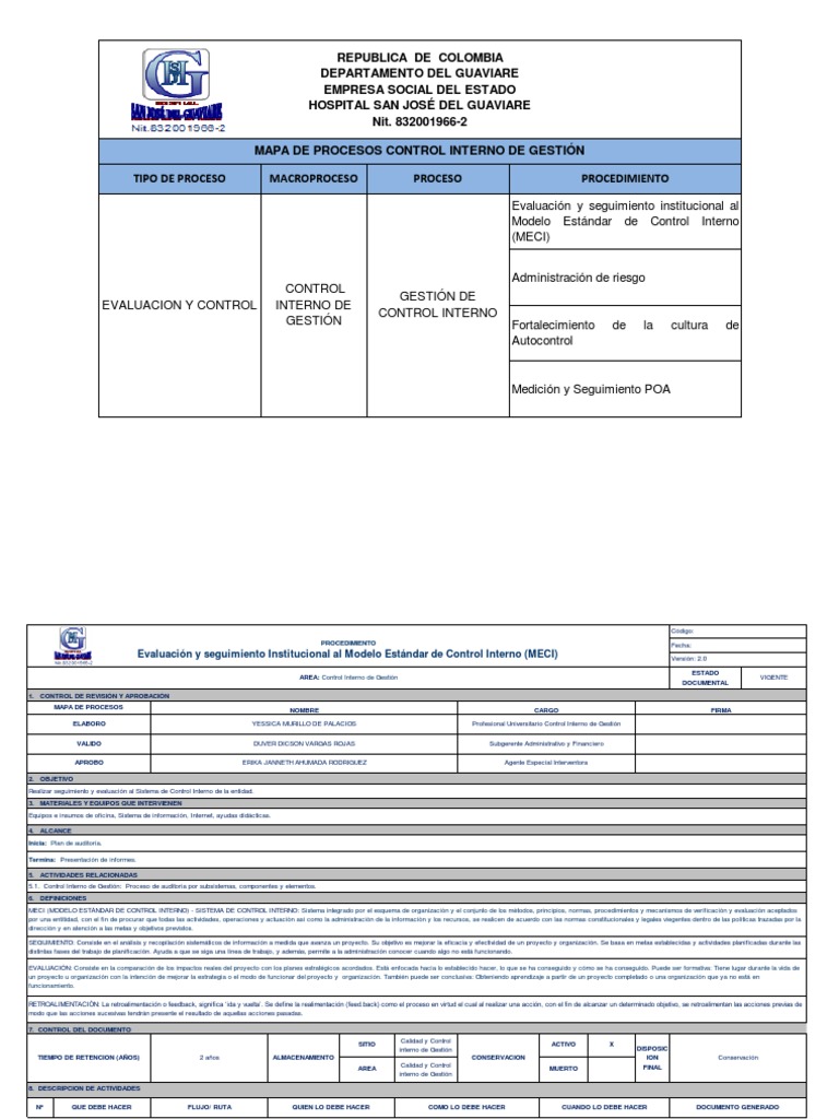 Mapa de Procesos Control Interno | PDF | Auditoría | Evaluación
