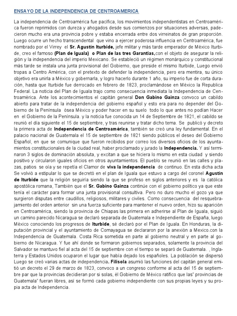 Ensayo Independencia Centro America | PDF