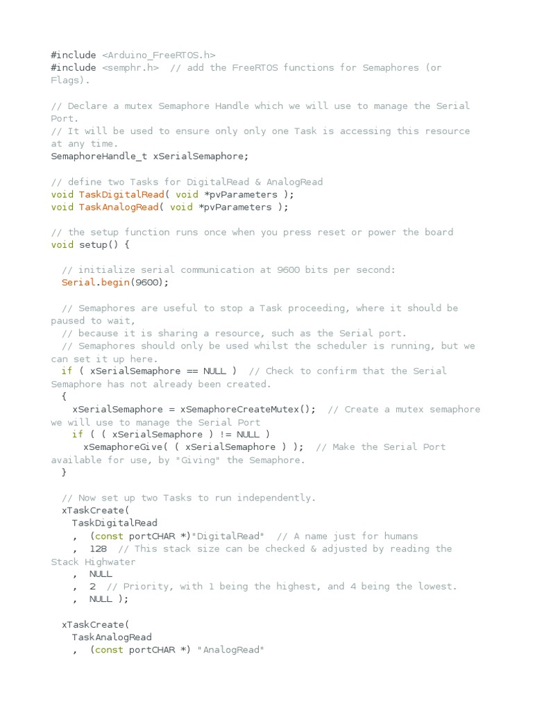 Implementing Concurrent Digital And Analog Input Reading Tasks Using Freertos Semaphores To