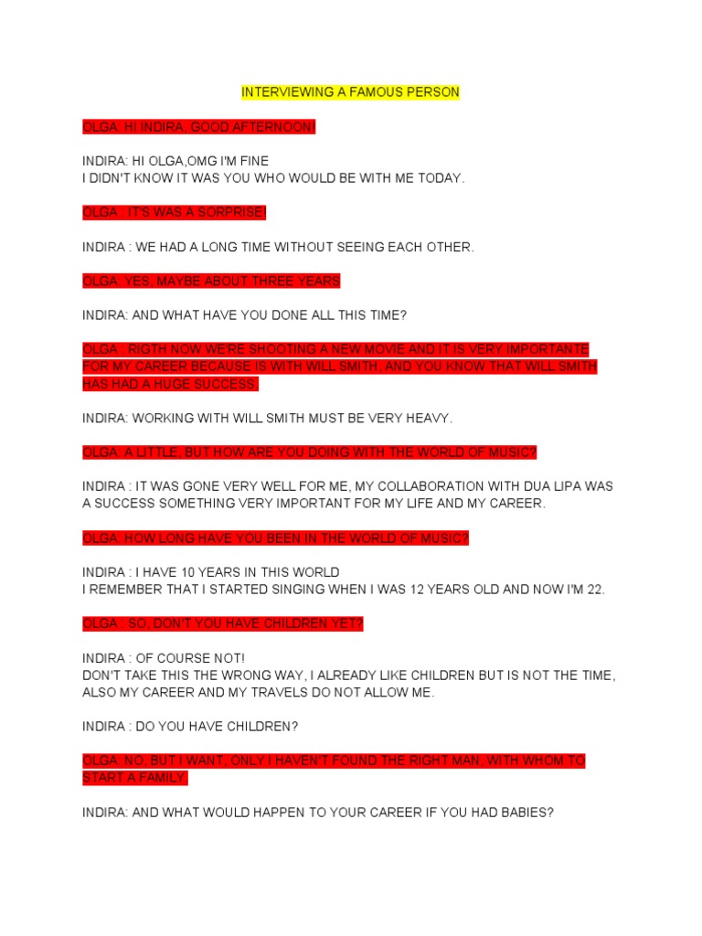 Interviewing A Famous Person | PDF | Art