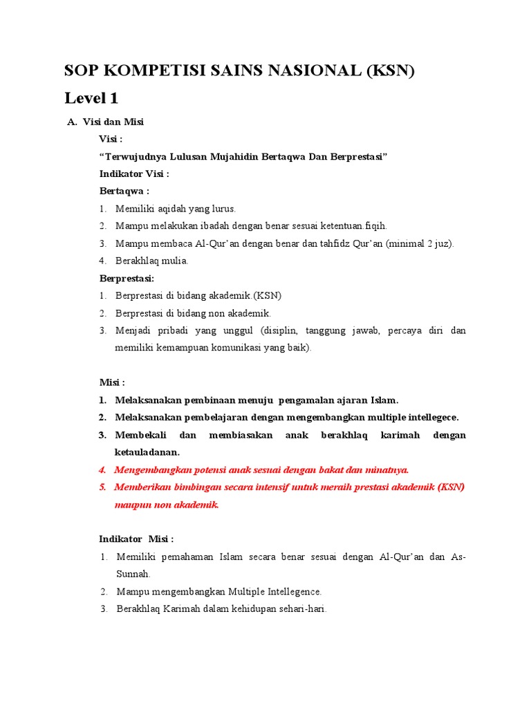 Sop Prestasi KSN | PDF