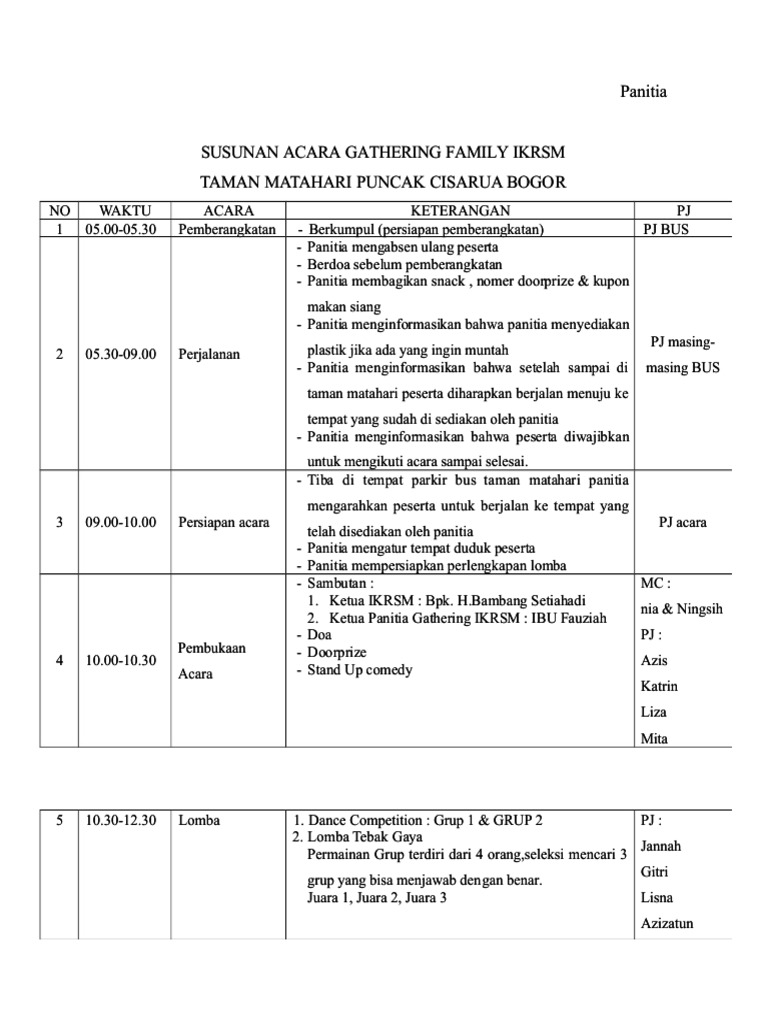 Qdoc - Tips - Susunan Acara Gathering Family | PDF