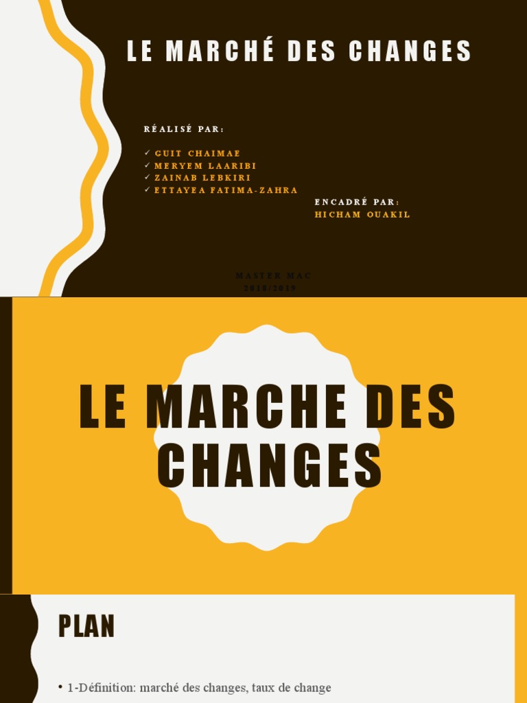 Le Marché Des Changes Projet | PDF | Forex | Taux de change