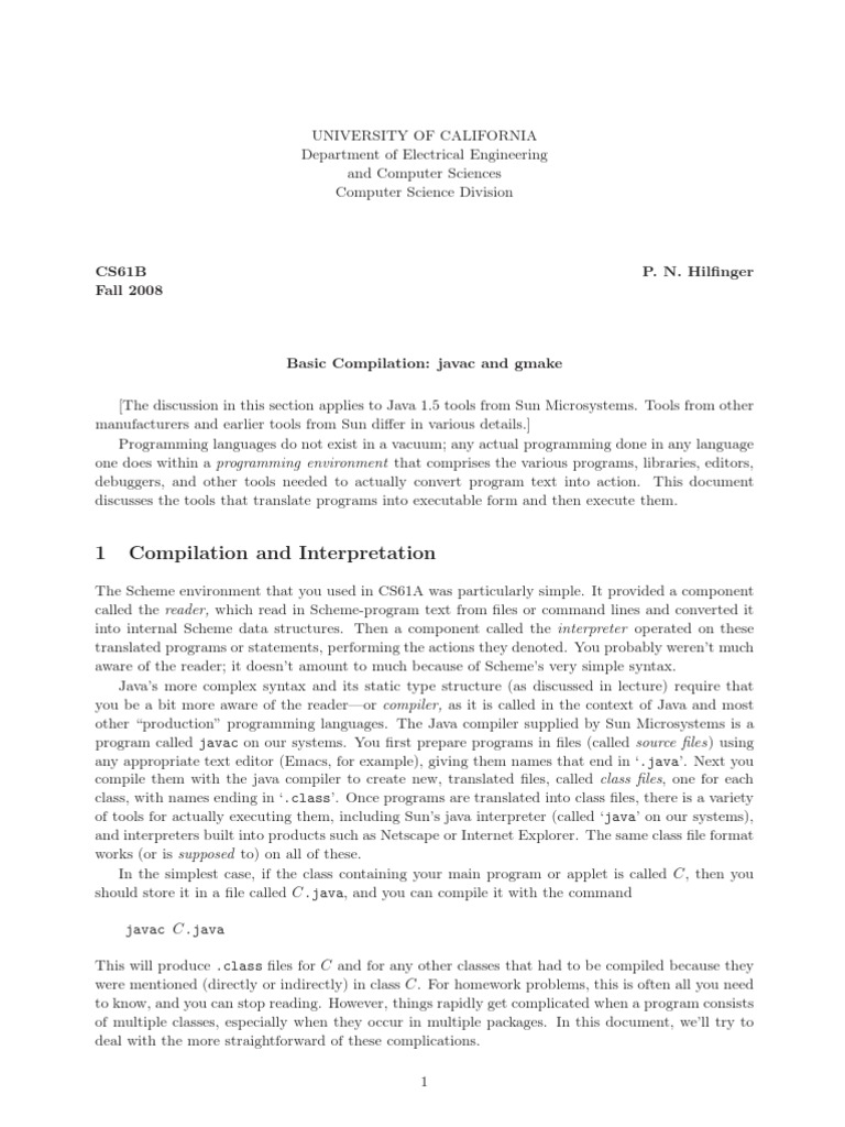 1 Compilation and Interpretation | PDF | Java (Programming Language ...