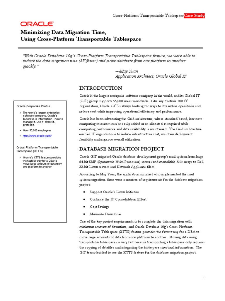 Minimizing Data Migration Time | PDF | Oracle Database | 64 Bit Computing