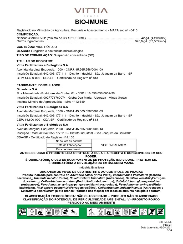 Bula GHS Bio Imune REV21 02 08 2021 | PDF | Embalagem e rotulagem ...
