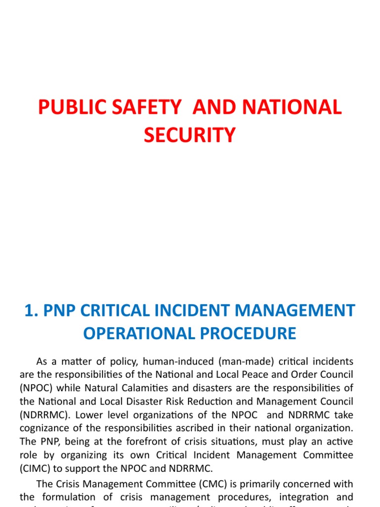 Public Safety and National Security 11 | PDF | Incident Management | Police