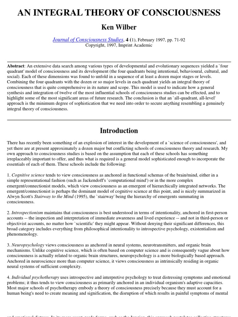 Ken Wilber - An Integral Theory of Consciousness | PDF | Consciousness ...