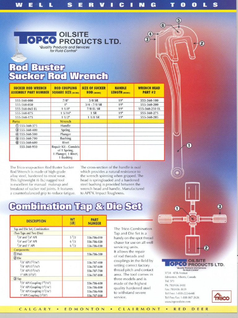 Sucker Rod Wrench and Tap and Die Set | PDF | Metalworking | Building ...