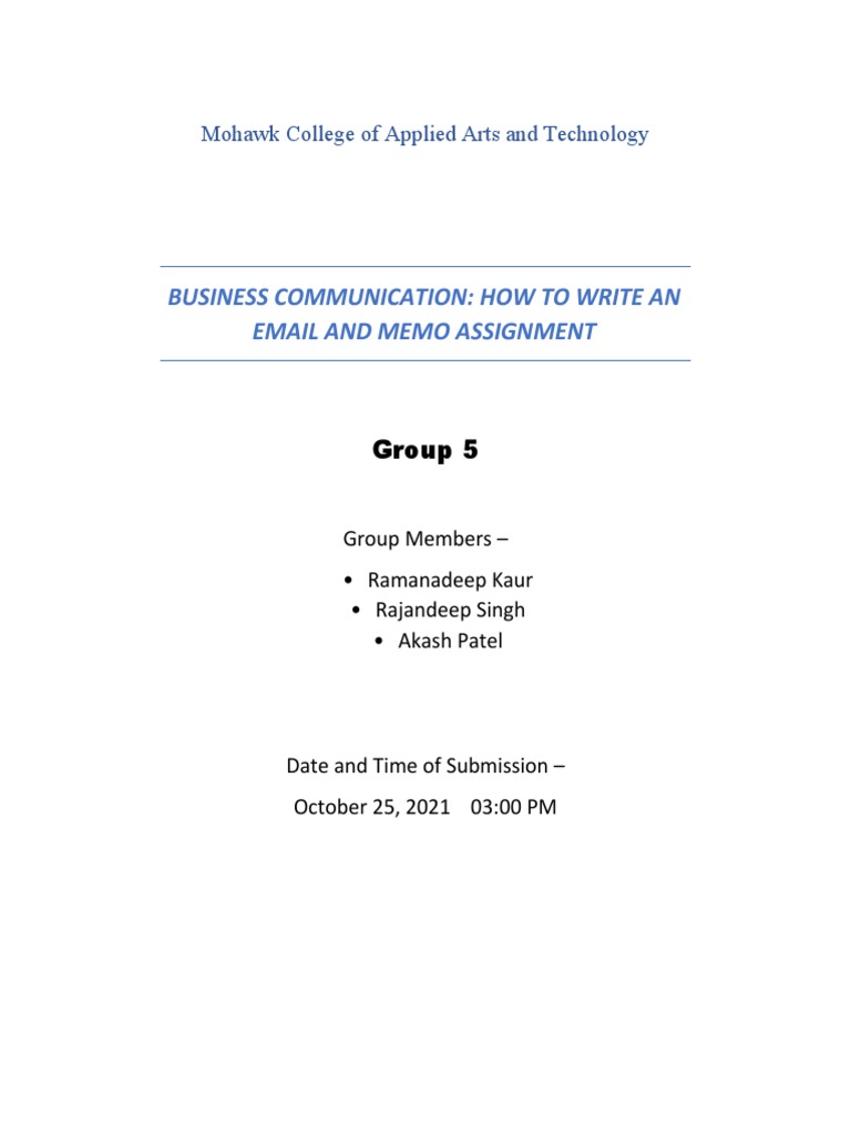 How To Write An E-Mail and Memo Assignment - Group 5 | PDF | Business ...