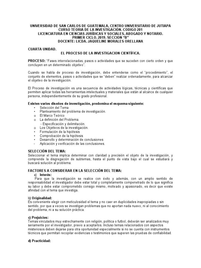 Cuarta Unidad. | PDF | Teoría | Hipótesis