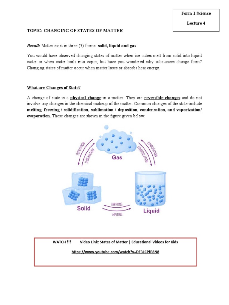 Understanding Changes in States of Matter | PDF | Evaporation | Water