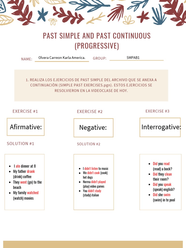 Past Simple and Past Continuous (Progressive) | PDF