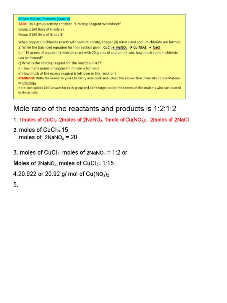January 31 Limiting Reagent Worksheet | PDF