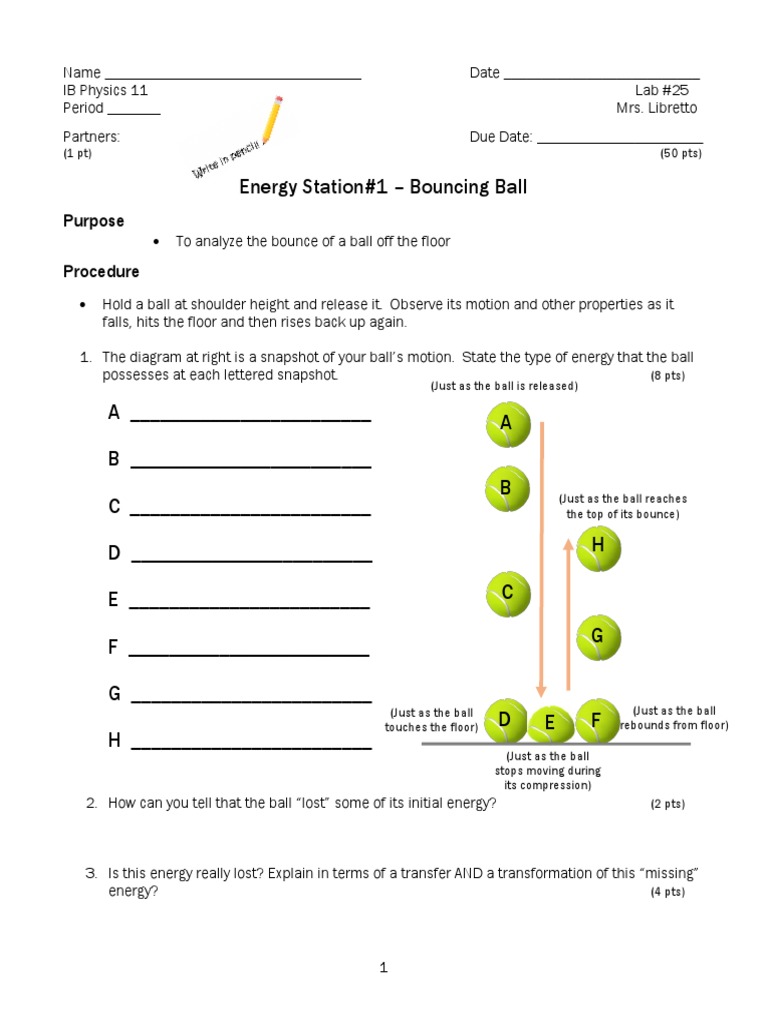 Lab#25 - IB (Energy Station 1 - Bouncing Ball NGSS) | PDF | Force | Nature