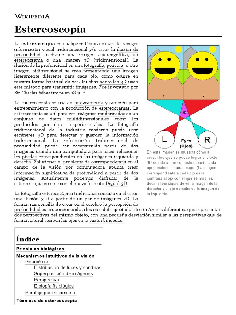 Estereoscopía | PDF | Procesamiento de imágenes | Ligero