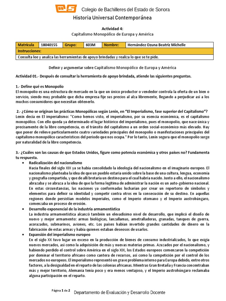 Pi-Huc-Actividad 4 | PDF | Monopolio | Austria Hungría