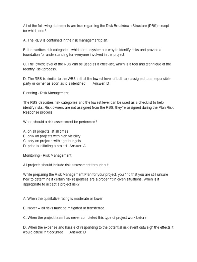 RBS checklist helps ID project risks | PDF | Risk | Risk Management