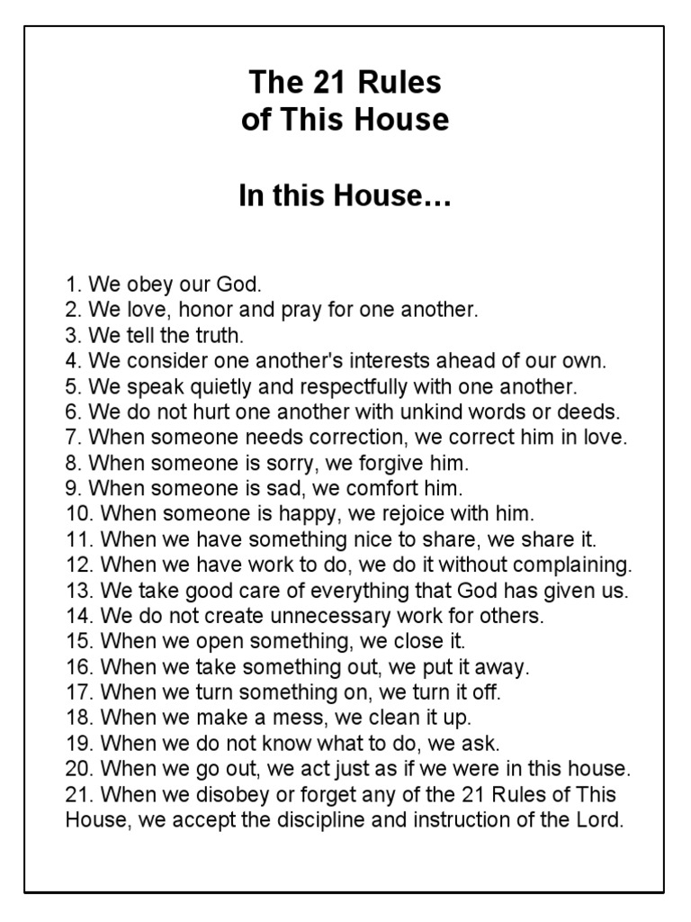 21 Rules of the House of God | PDF | Self-Improvement