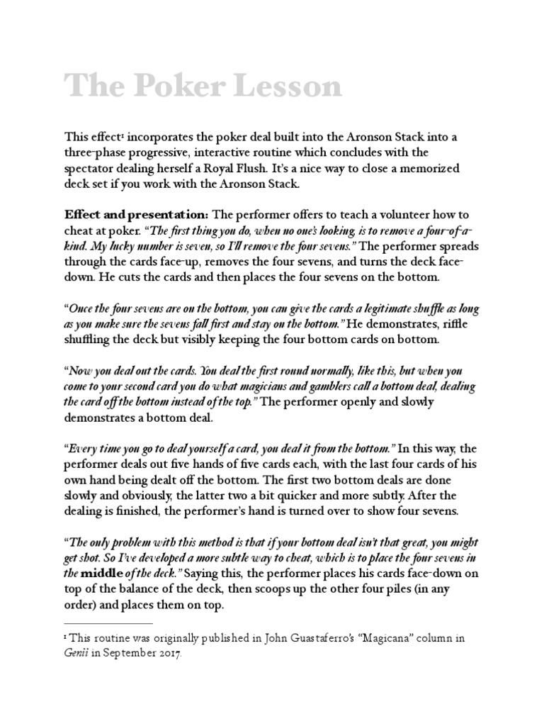 The Poker Lesson | PDF | Poker | Playing Cards