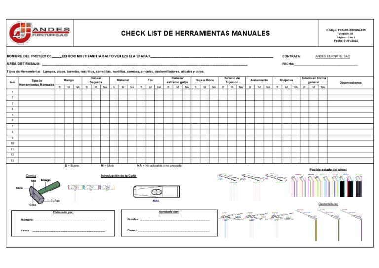 Check List de Herramientas Manuales | PDF | Carpintería | Sector secundario de la economía