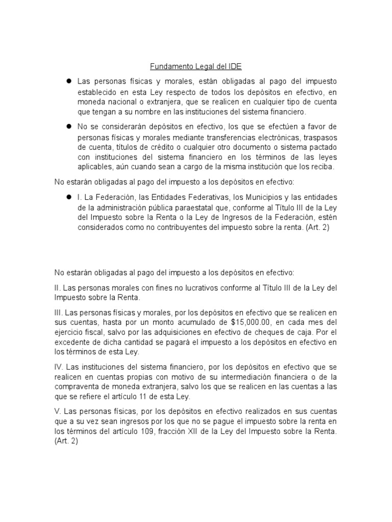 Fundamento Legal Del IDE | PDF | Impuesto sobre la renta | Impuestos