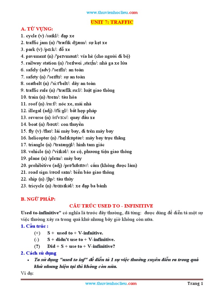 BTTHCS TA7 Unit 7 | PDF