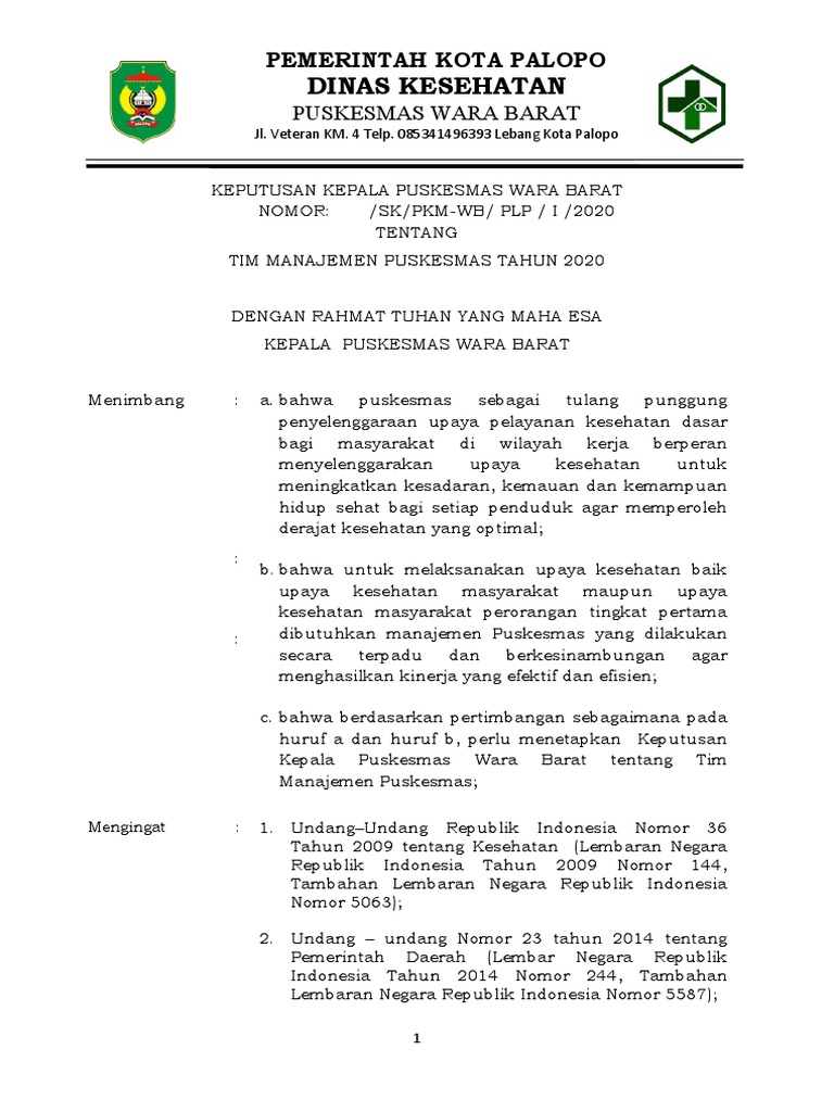 SK Tim Manajemen | PDF