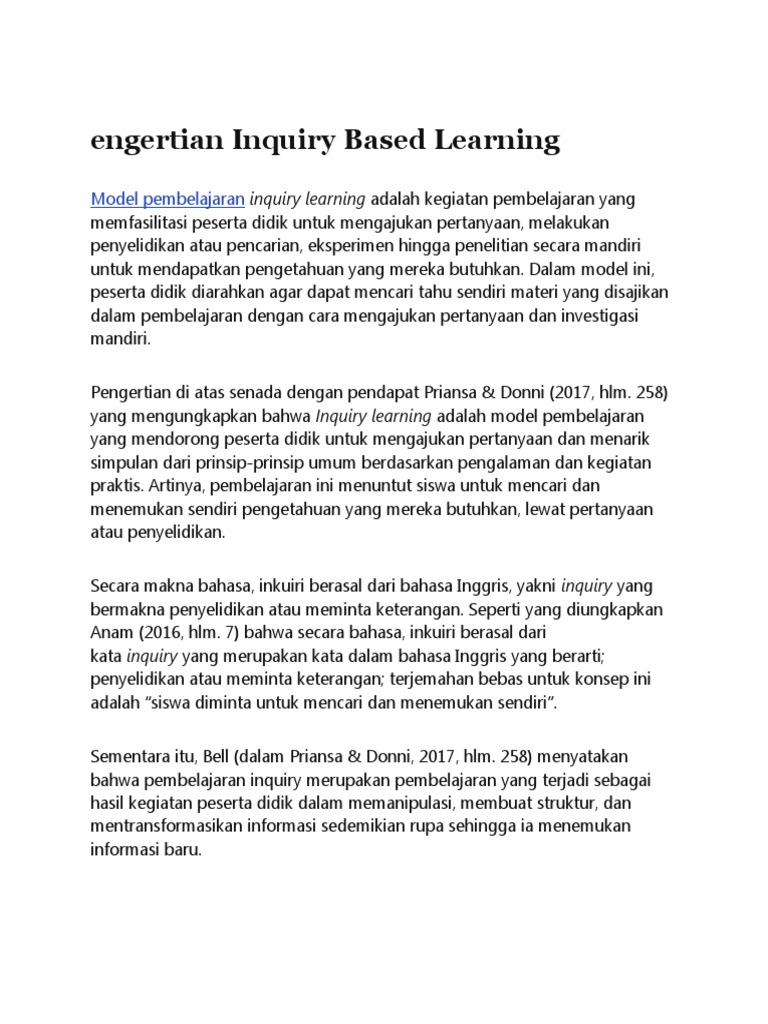 Pengertian Inquiry Based Learning | PDF
