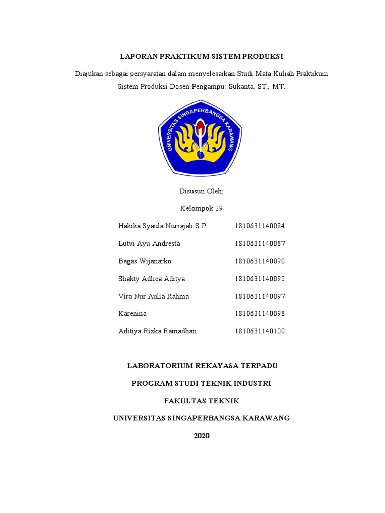 Laporan Praktikum Sistem Produksi Kelompok 29 | PDF