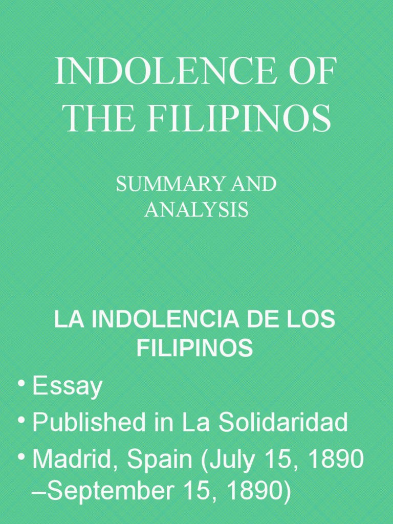 Week 13 - Indolence of The Filipinos | PDF | Philippines