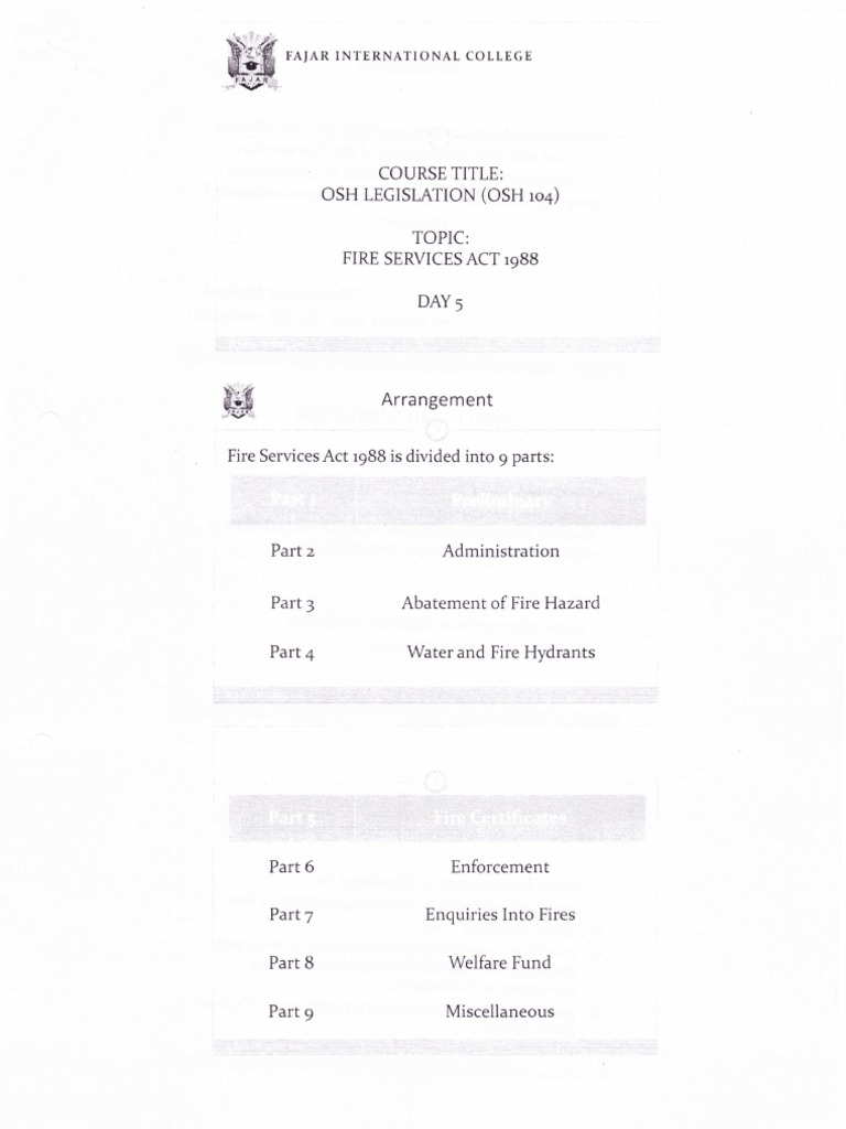 Chapter 8: Fire Services Act 1988 | PDF | Firefighting | Fire Safety