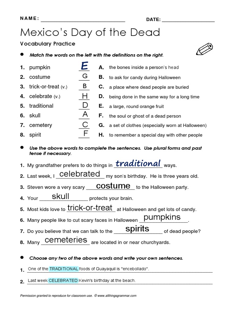 Vocabulary and Reading | PDF | Halloween | Trick Or Treating