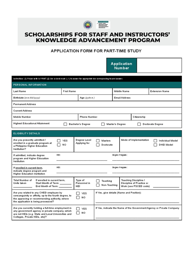 (Part-Time) Sikap App Form | PDF | Academic Degree | Academia