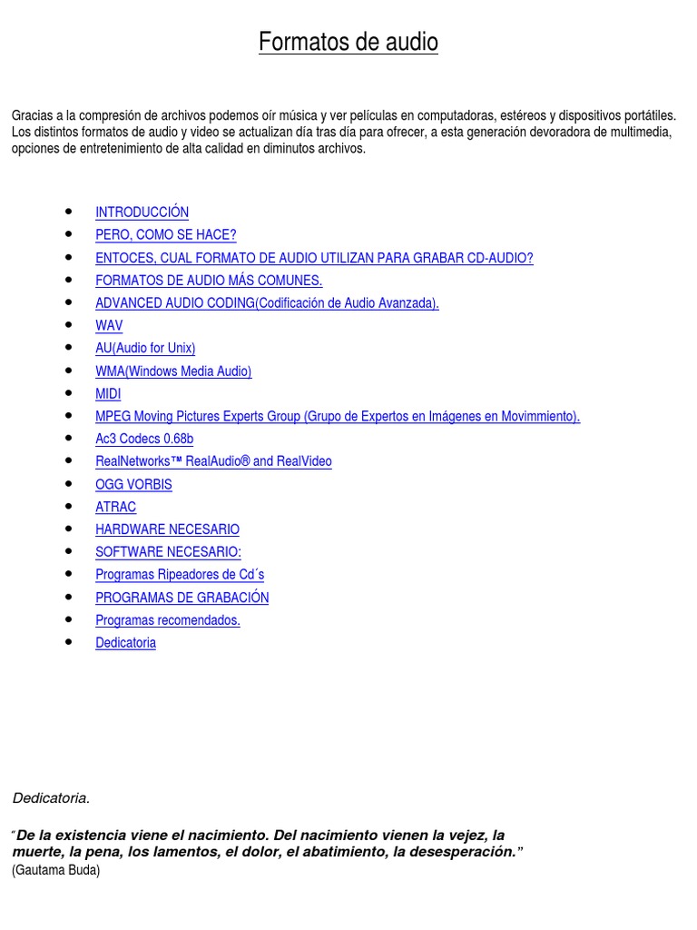J-042 - Formatos de Audio | PDF | Mp3 | Disco compacto