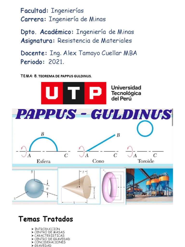 8.teorema de Pappus Guldinus | PDF | Centro de masa | Rectángulo