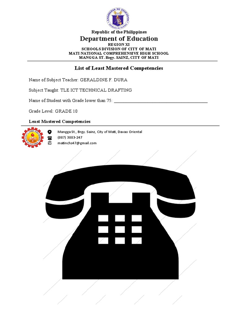 Least Learned Competency Template | PDF