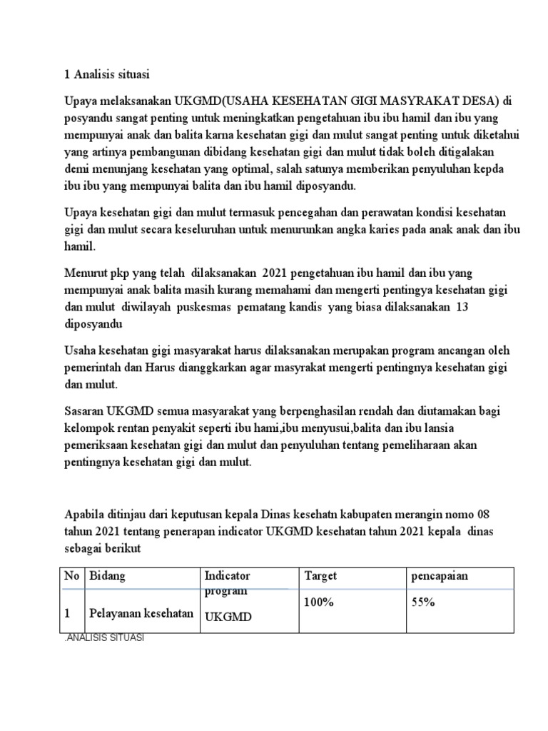1 Analisis Situasi Ukgmd | PDF