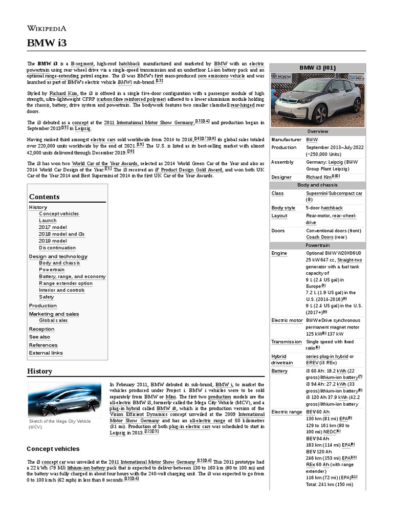 BMW I3 | PDF | Motor Vehicle | Vehicle Industry