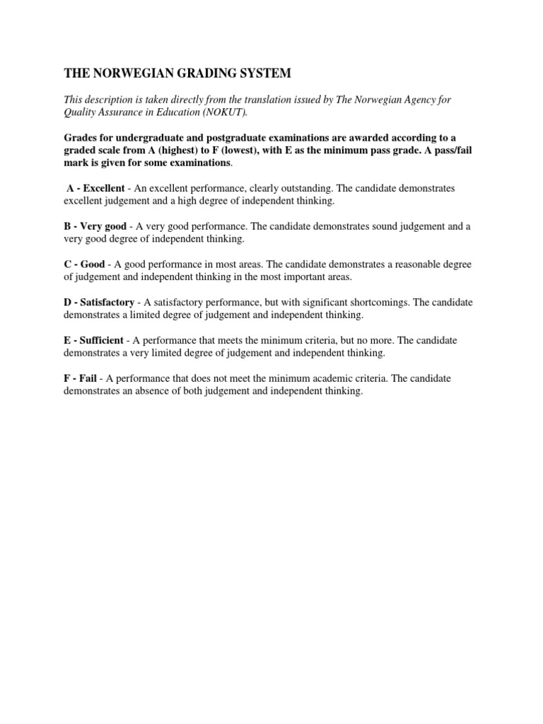 The Norwegian Grading System | PDF | Career & Growth | Business
