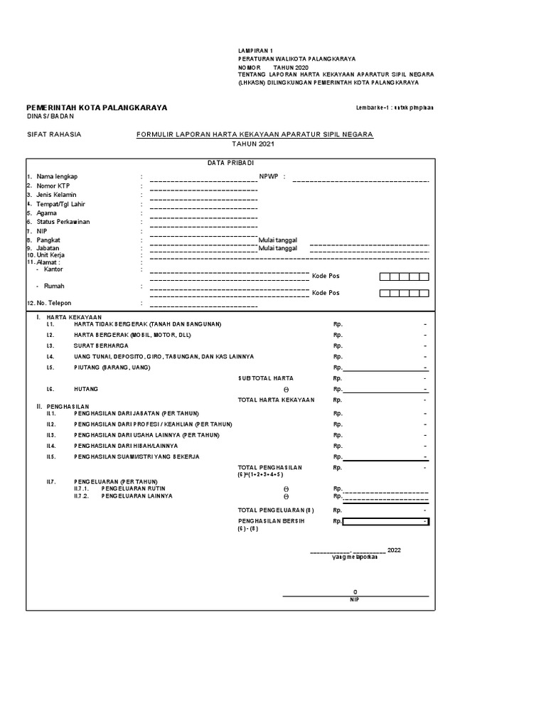 Formulir LHKASN 2021 | PDF