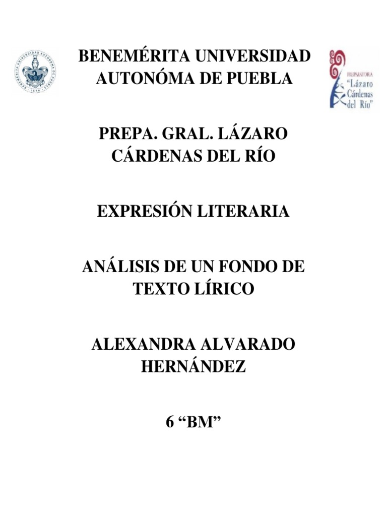 AnalisisDeUnTextoLirico - Alvarado Hernández Alexandra - 6BM | PDF