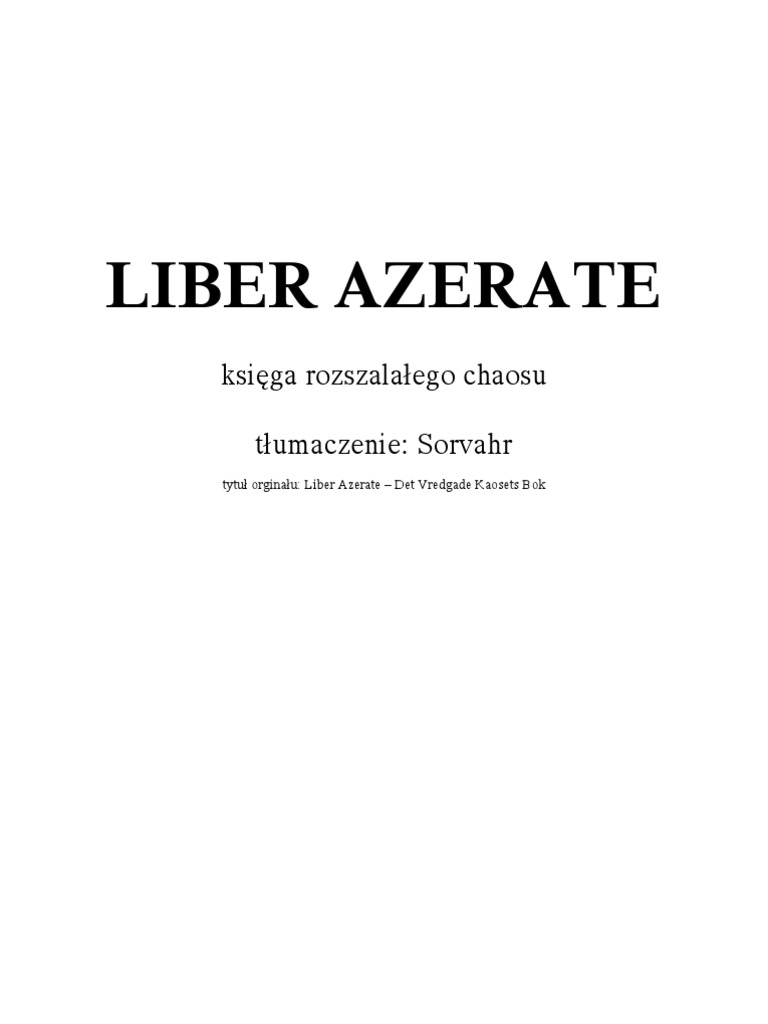 Liber Azerate - Ksiega Rozszalalego Chaosu | PDF