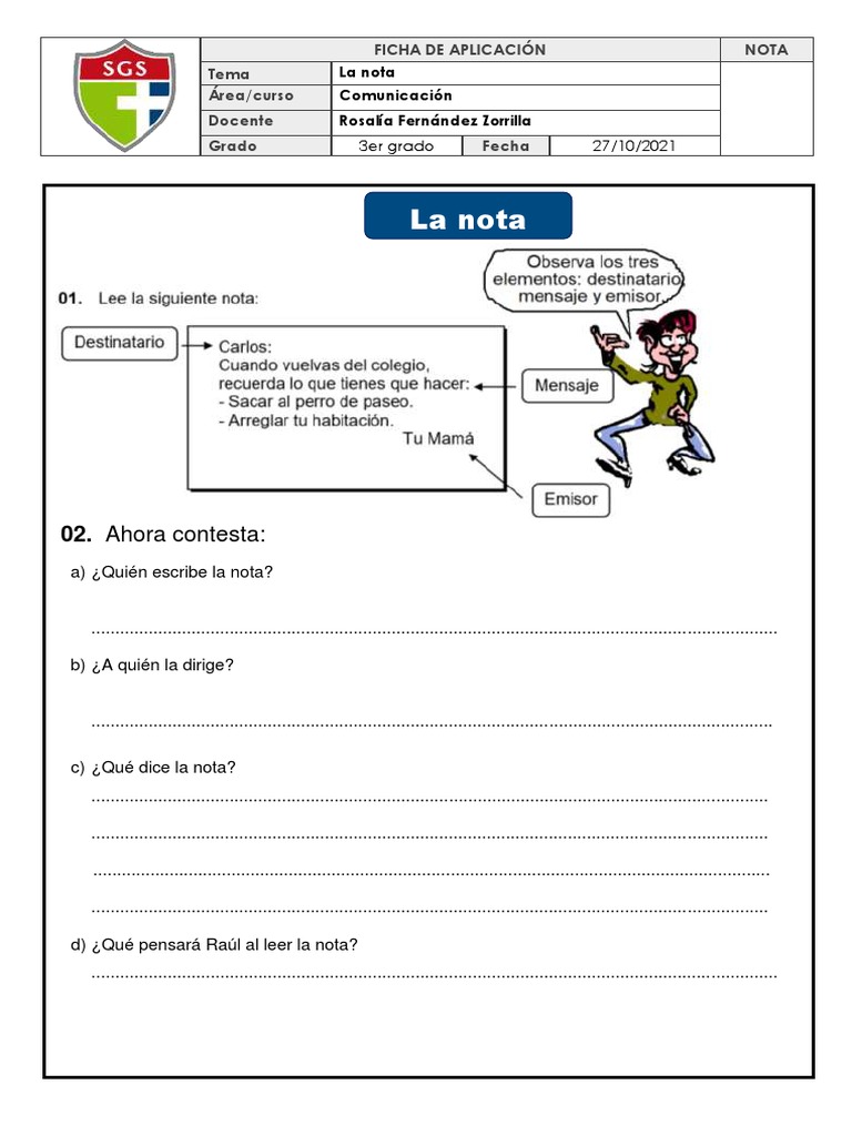 Ficha N°1 - La Nota | PDF