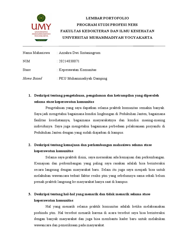 Lembar Portofolio Komunitas | PDF Lembar Portofolio Komunitas | PDF