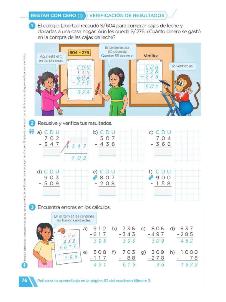 Ficha N°1 - Restar Con Cero - Verificar Los Resultados | PDF