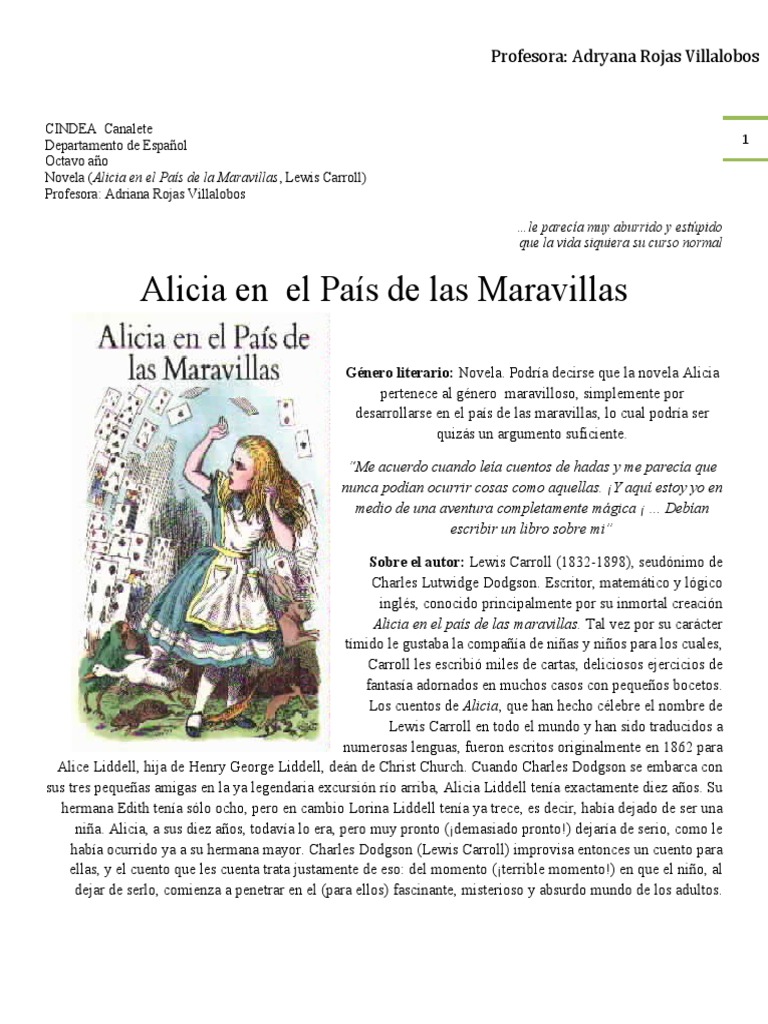 Alicia en El País de Las Maravillas | PDF | Las aventuras de Alicia en ...